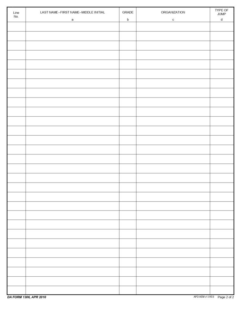 DA FORM 1306 Fillable - Army Pubs 1306 PDF | DA Forms 2024 DA FORM 1306 Fillable - Army Pubs 1306 PDF | DA Forms 2024