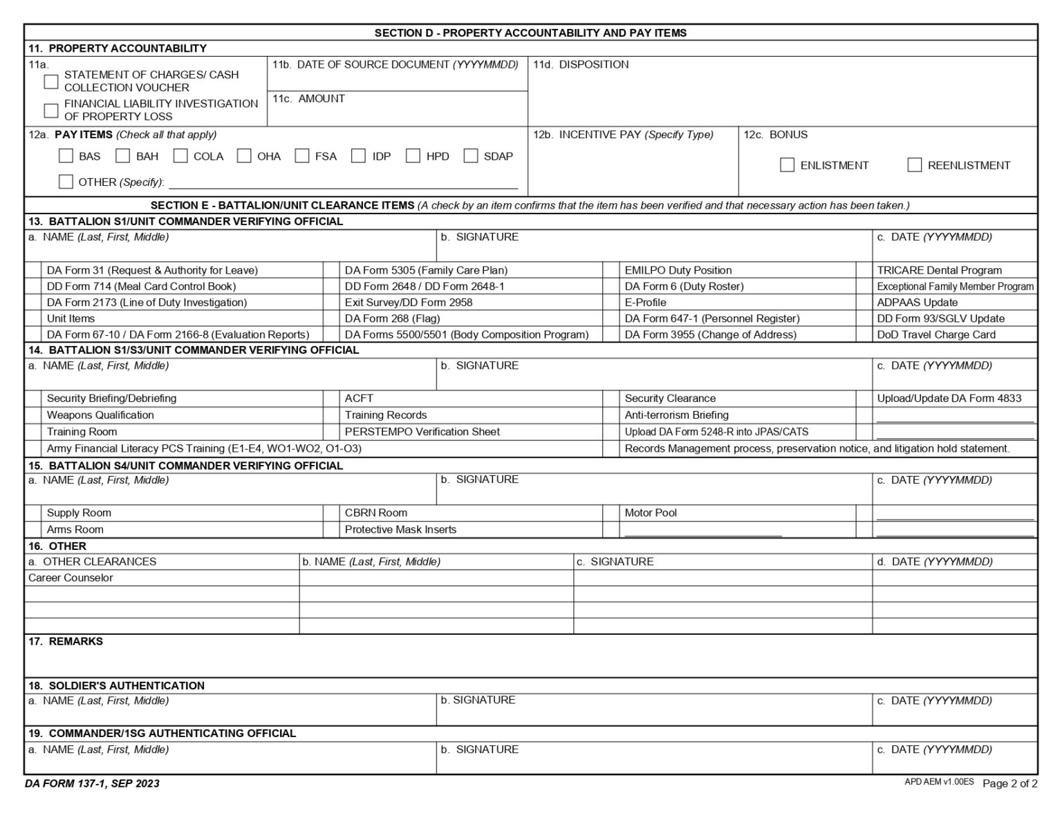 DA FORM 137-1 Fillable - Army Pubs 137-1 PDF | DA Forms 2025
