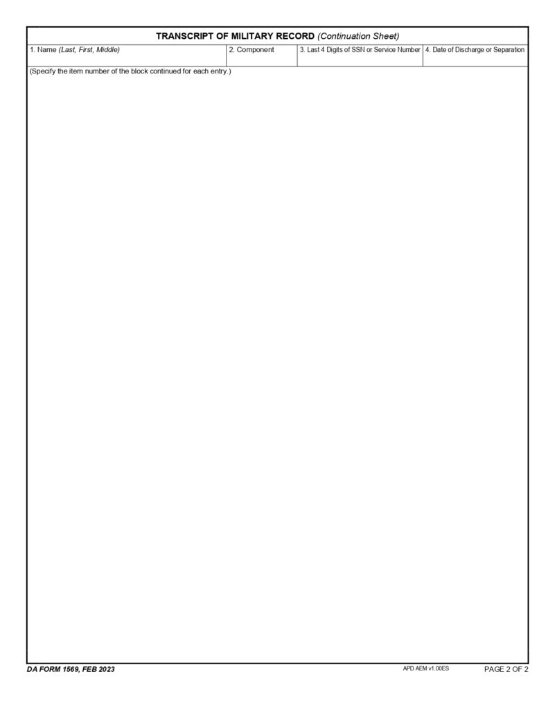 DA FORM 1569 Fillable - Army Pubs 1569 PDF | DA Forms 2024