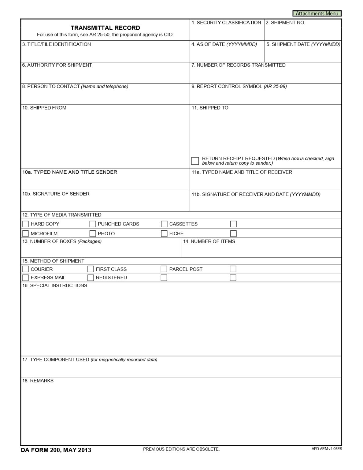 DA FORM 200 Fillable - Army Pubs 200 PDF | DA Forms 2025
