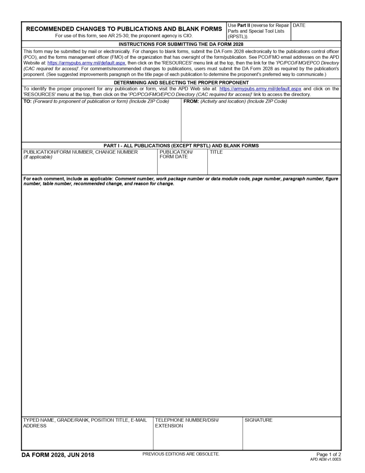 DA FORM 2028 Fillable - Army Pubs 2028 PDF | DA Forms 2024
