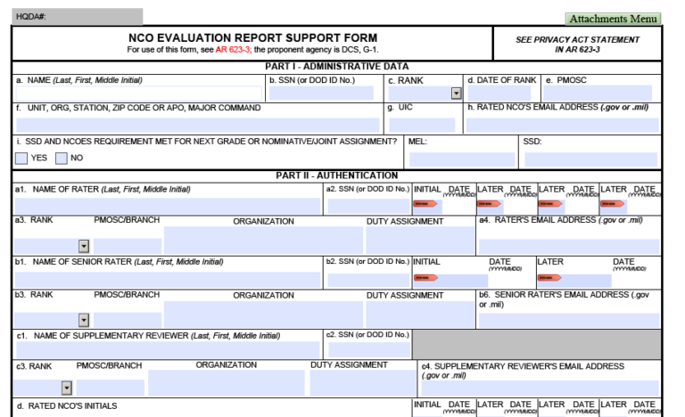 DA FORM 2166-9-1A Fillable - Army Pubs 2166-9-1A PDF | DA Forms 2024