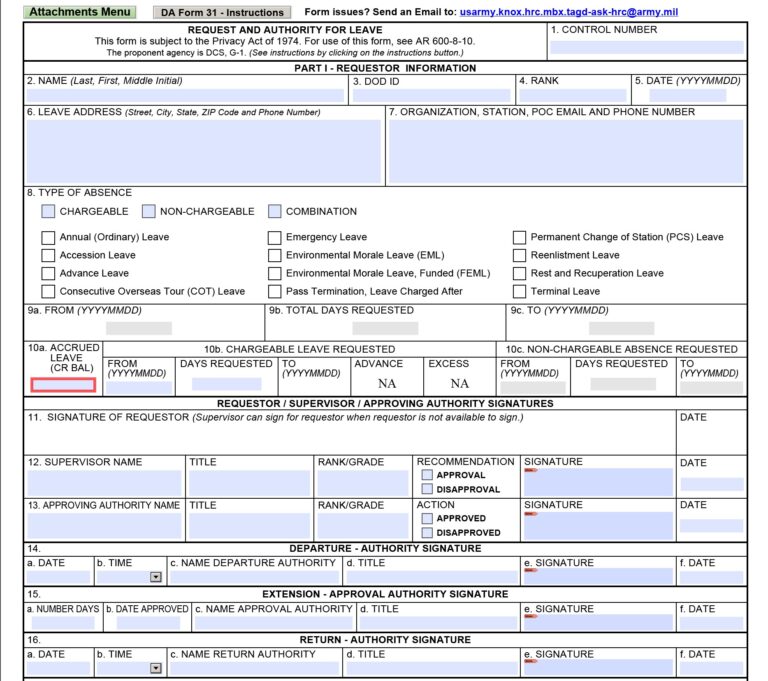 DA FORM 31 Fillable - Army Pubs 31 PDF | DA Forms 2025