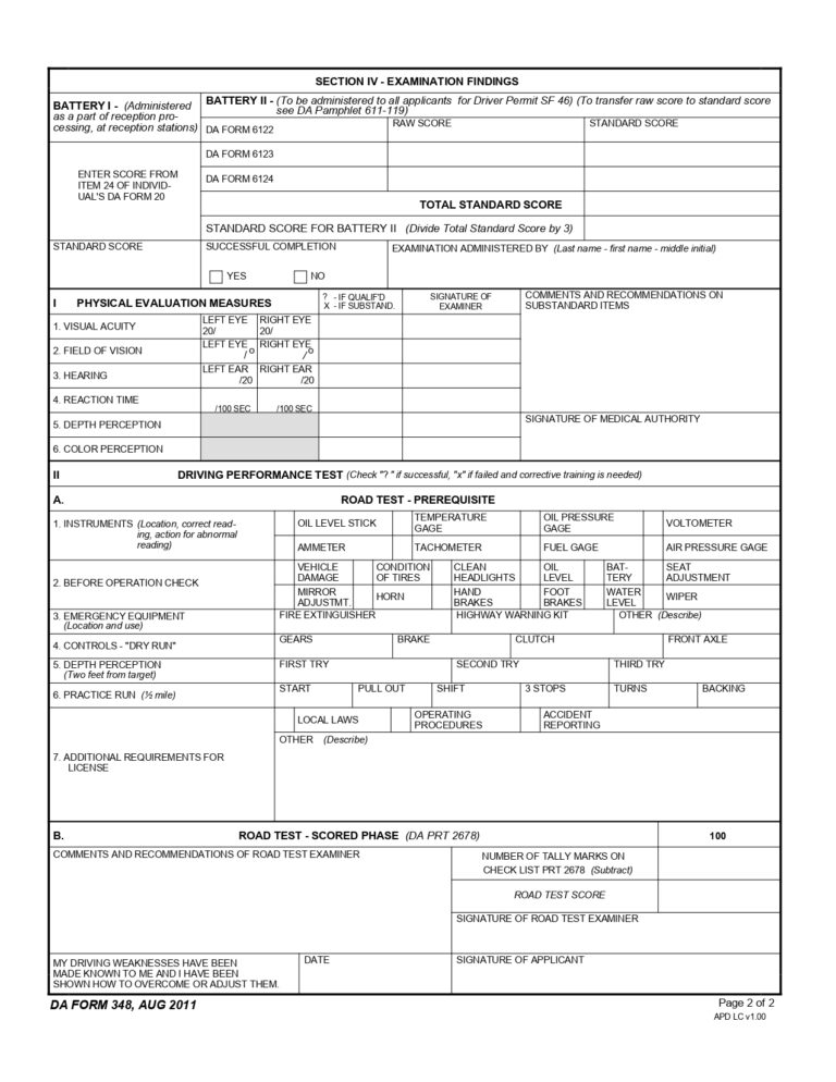 DA FORM 348 Fillable - Army Pubs 348 PDF | DA Forms 2025