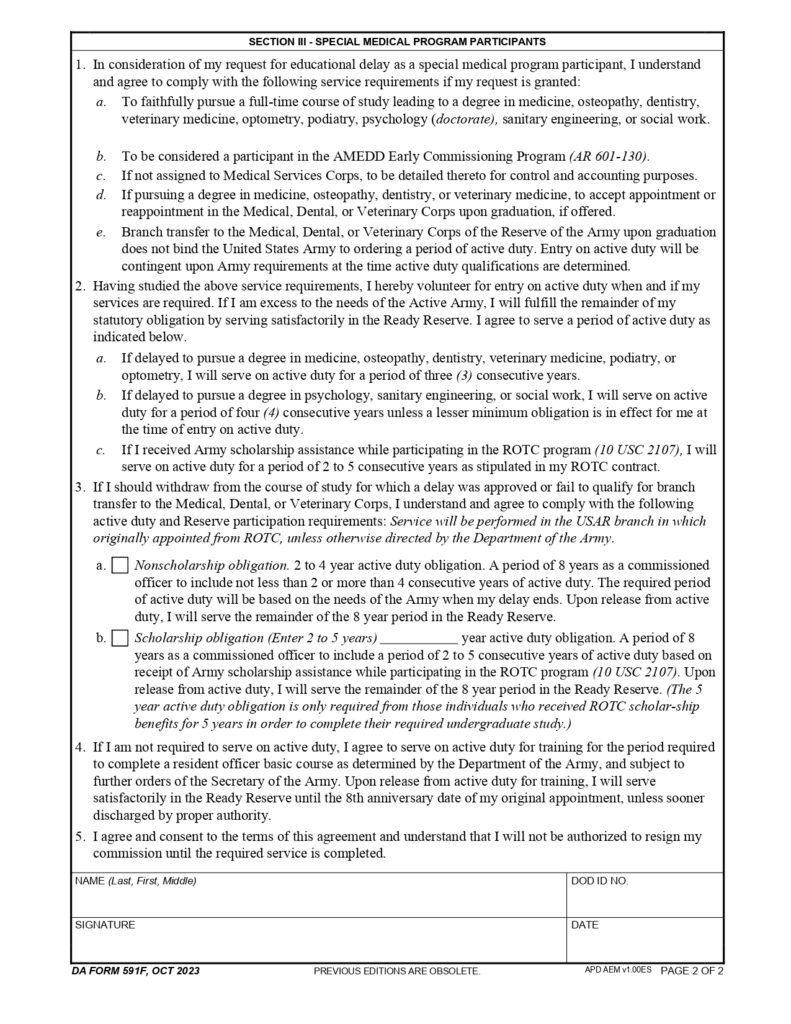 DA FORM 591F Fillable - Army Pubs 591F PDF | DA Forms 2024