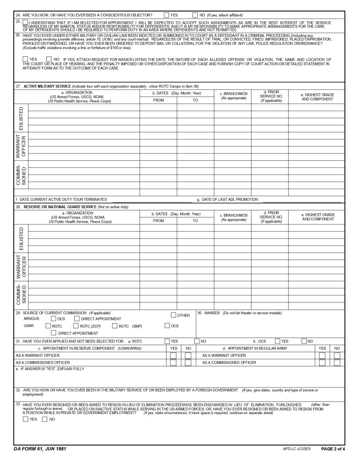 DA FORM 61 Fillable - Army Pubs 61 PDF | DA Forms 2025