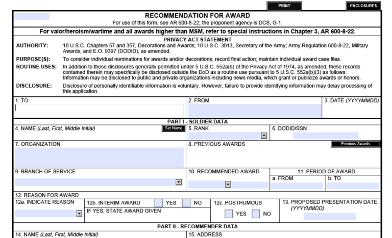 DA FORM 638 Fillable - Army Pubs 638 PDF | DA Forms 2024