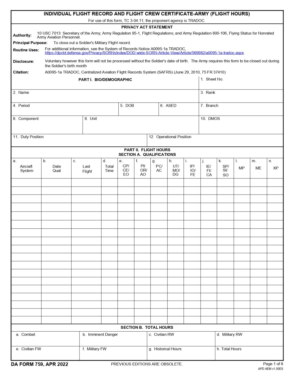 DA FORM 759 Fillable - Army Pubs 759 PDF | DA Forms 2025