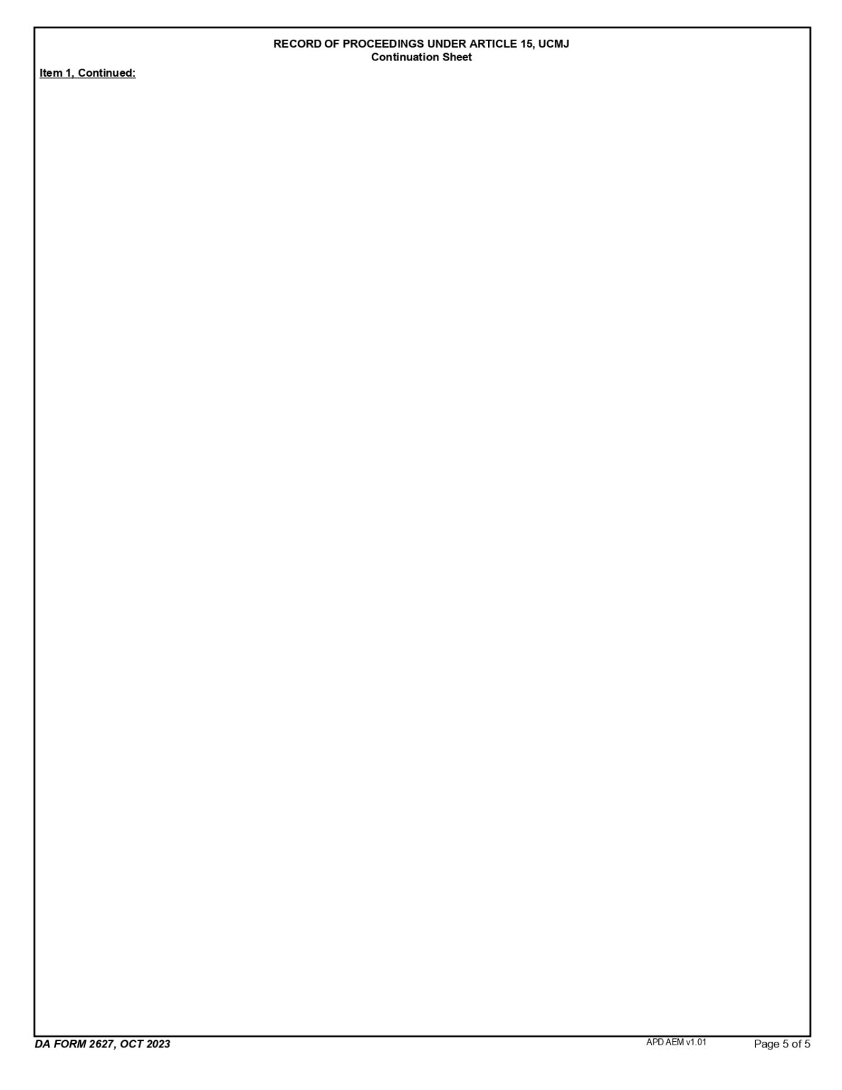 DA FORM 2627 Fillable - Army Pubs 2627 PDF | DA Forms 2025