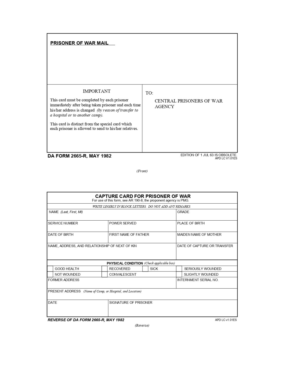 DA FORM 2665-R Fillable - Army Pubs 2665-R PDF | DA Forms 2024