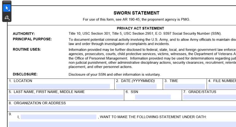 DA FORM 2823 Fillable - Army Pubs 2823 PDF | DA Forms 2025