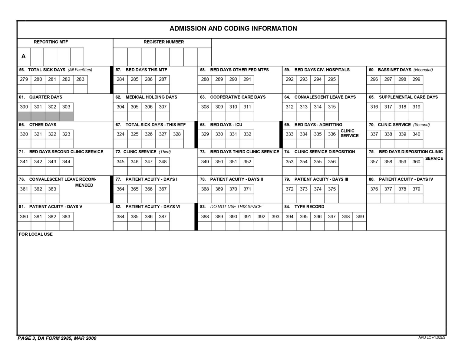 DA FORM 2985 Fillable - Army Pubs 2985 PDF | DA Forms 2025