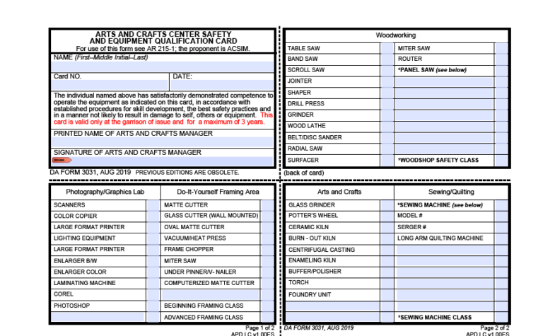 DA FORM 3031 Fillable - Army Pubs 3031 PDF | DA Forms 2026