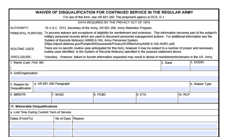 DA FORM 3072 Fillable - Army Pubs 3072 PDF | DA Forms 2025