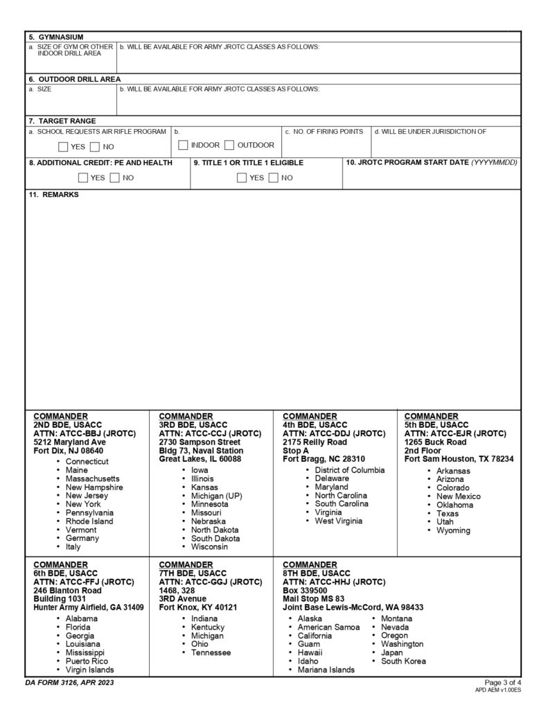 DA FORM 3126 Fillable - Army Pubs 3126 PDF | DA Forms 2025
