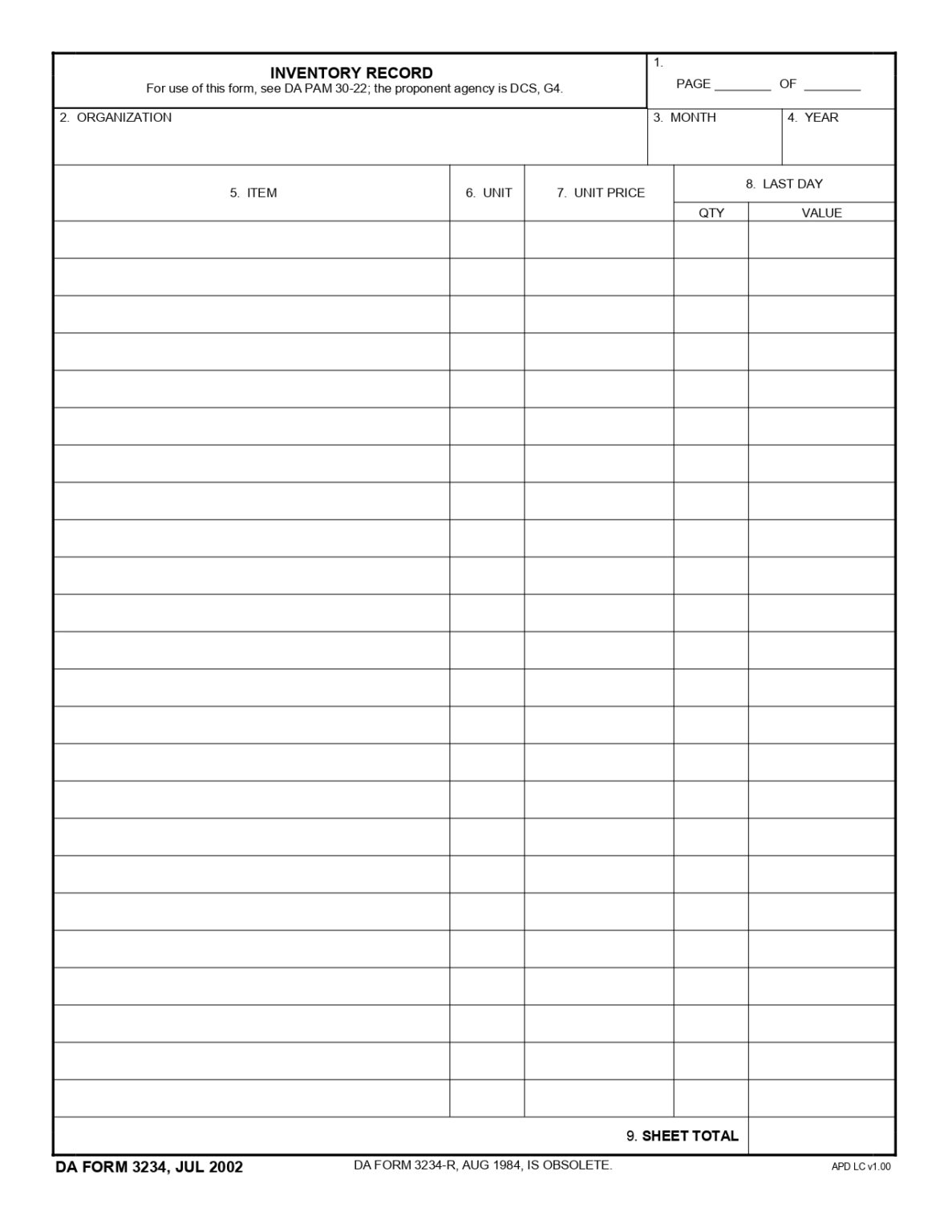 DA FORM 3234 Fillable - Army Pubs 3234 PDF | DA Forms 2024