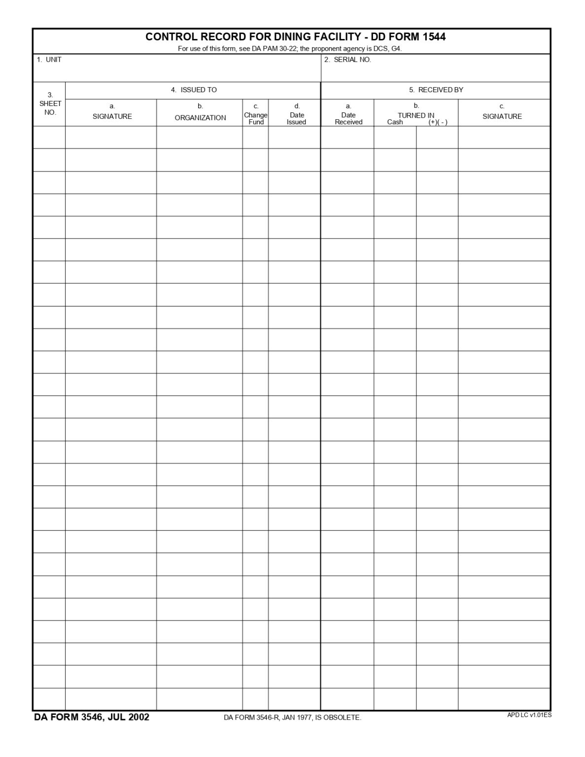 DA FORM 3546 Fillable - Army Pubs 3546 PDF | DA Forms 2025