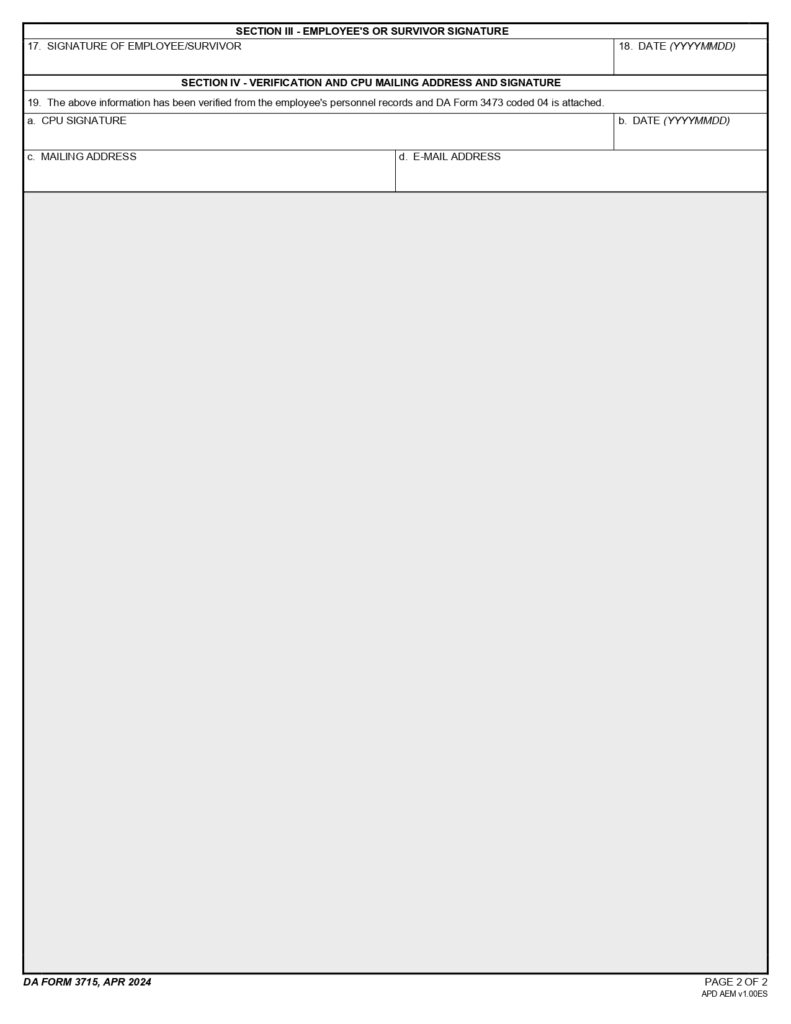 DA FORM 3715 Fillable - Army Pubs 3715 PDF | DA Forms 2025