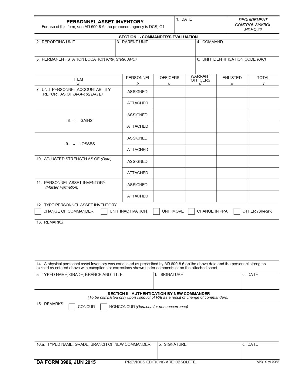 DA FORM 3986 Fillable - Army Pubs 3986 PDF | DA Forms 2025