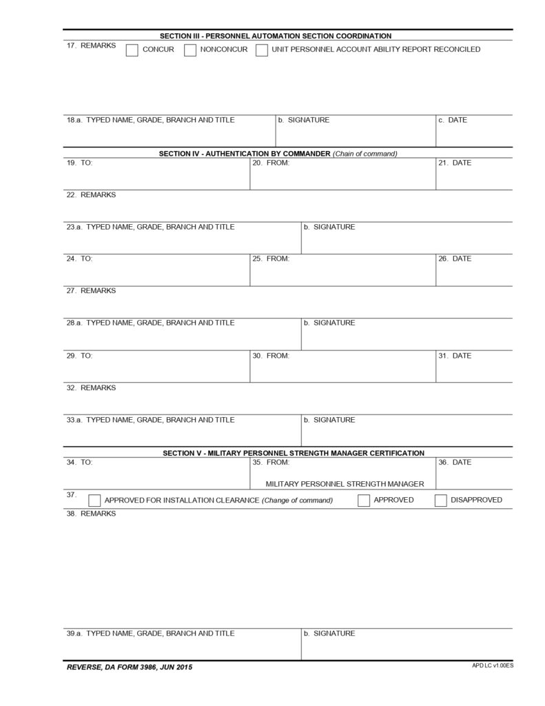 DA FORM 3986 Fillable - Army Pubs 3986 PDF | DA Forms 2025