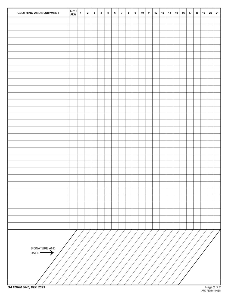 DA FORM 3645-1 Fillable - Army Pubs 3645-1 PDF | DA Forms 2025