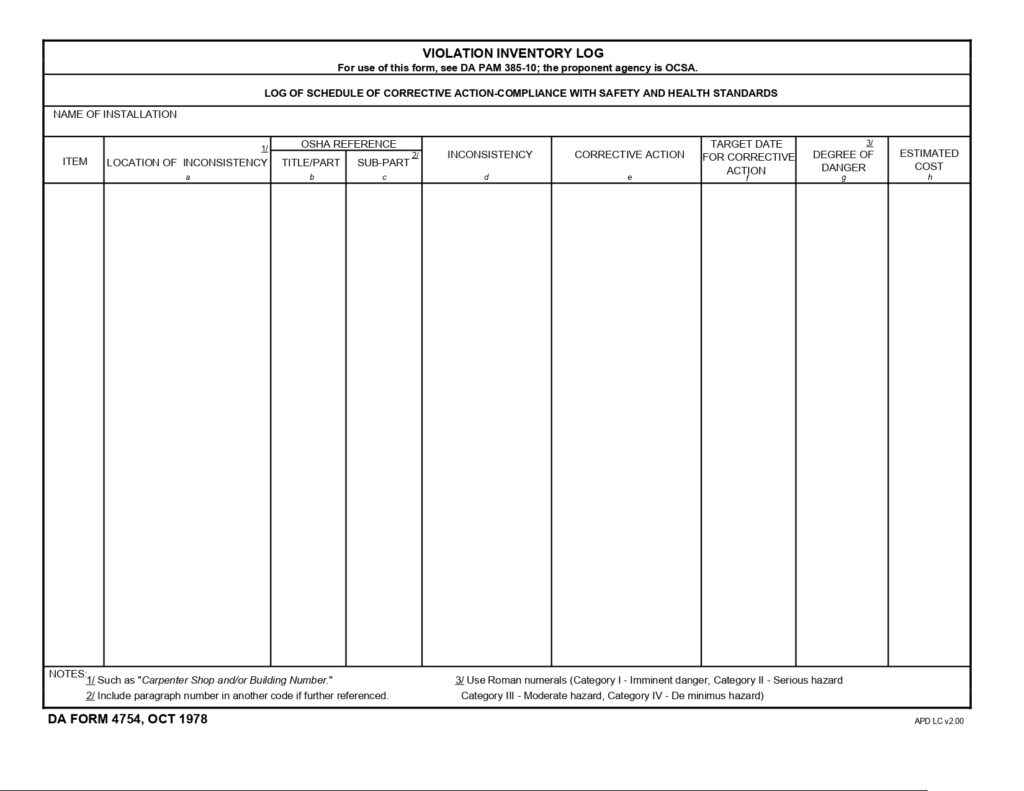 DA FORM 4754 Fillable - Army Pubs 4754 PDF | DA Forms 2026