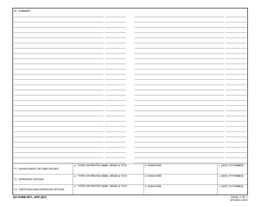 DA FORM 5071 Fillable - Army Pubs 5071 PDF | DA Forms 2024