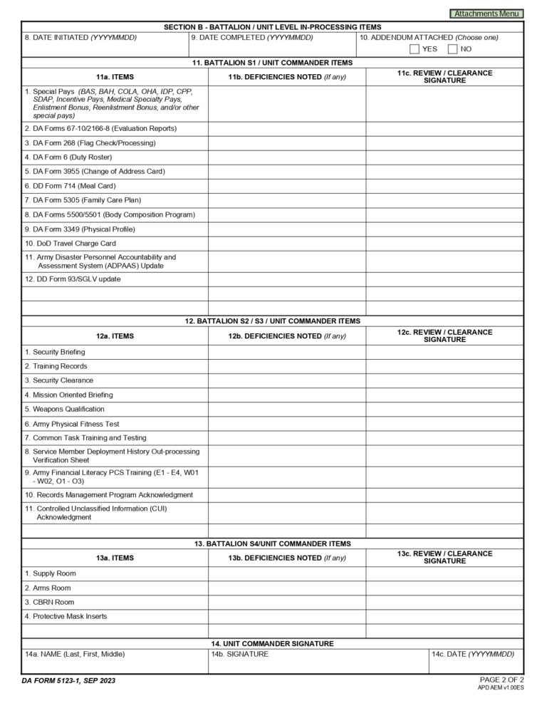 DA FORM 5123-1 Fillable - Army Pubs 5123-1 PDF | DA Forms 2025