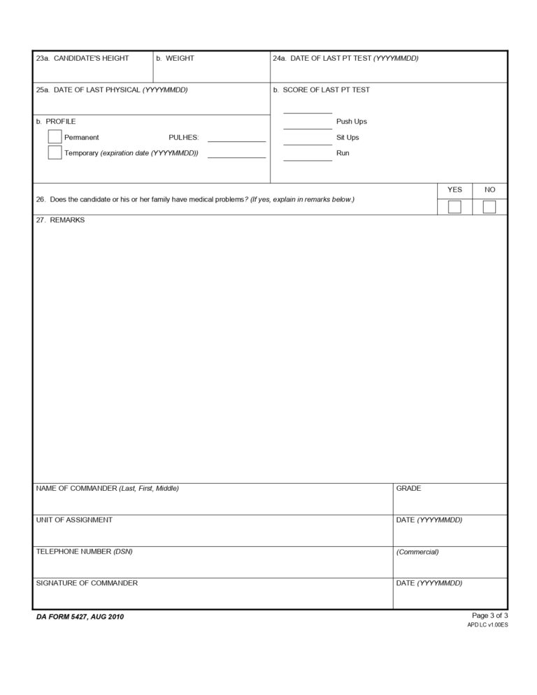DA FORM 5427 Fillable - Army Pubs 5427 PDF | DA Forms 2024