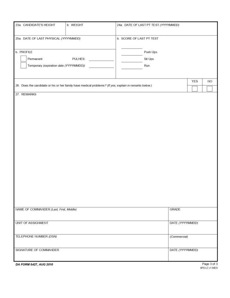 DA FORM 5427 Fillable - Army Pubs 5427 PDF | DA Forms 2024