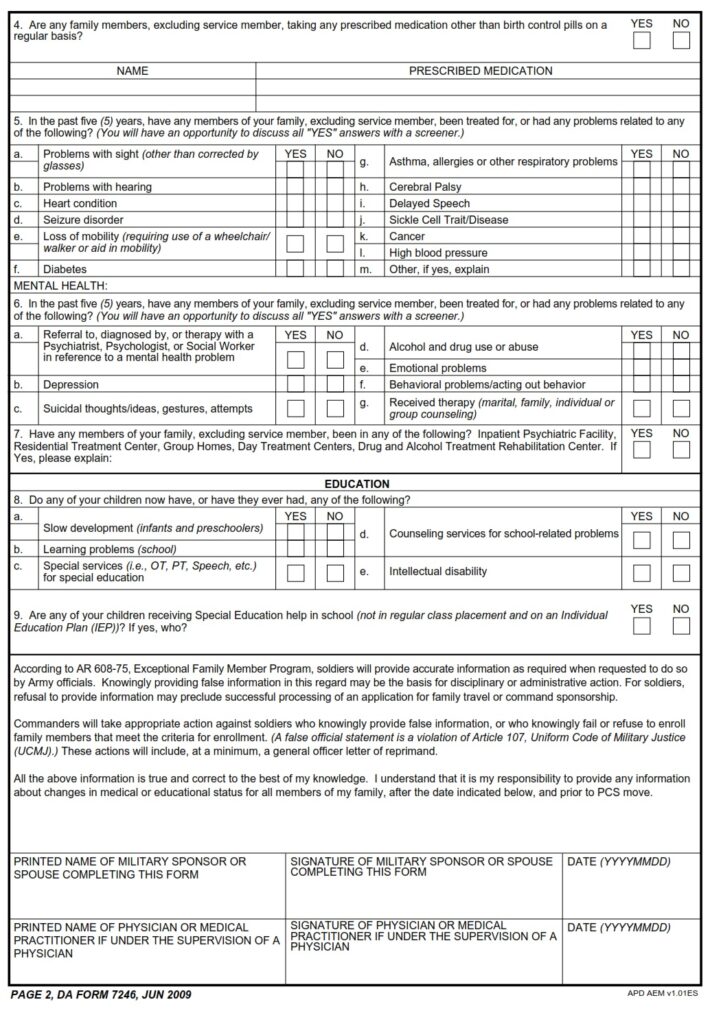 DA FORM 7246 Fillable - Army Pubs 7246 PDF | DA Forms 2025