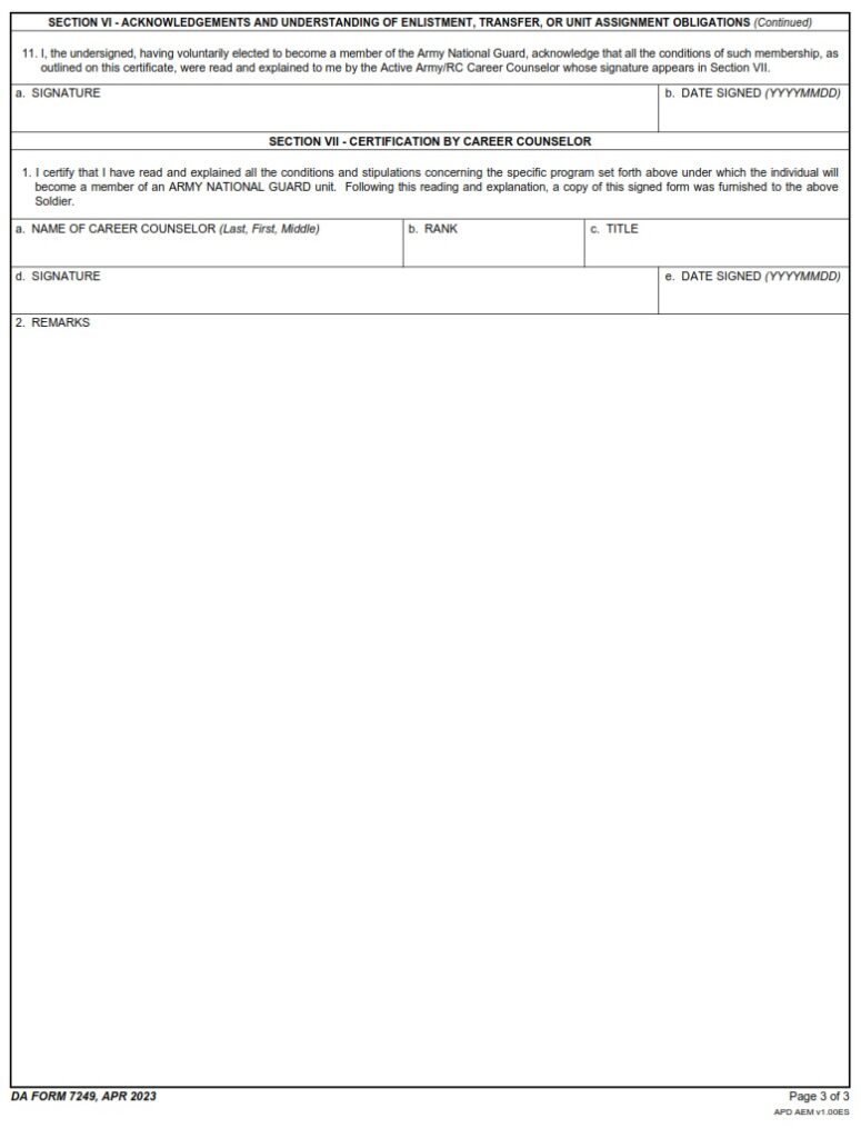 DA FORM 7249 Fillable - Army Pubs 7249 PDF | DA Forms 2024
