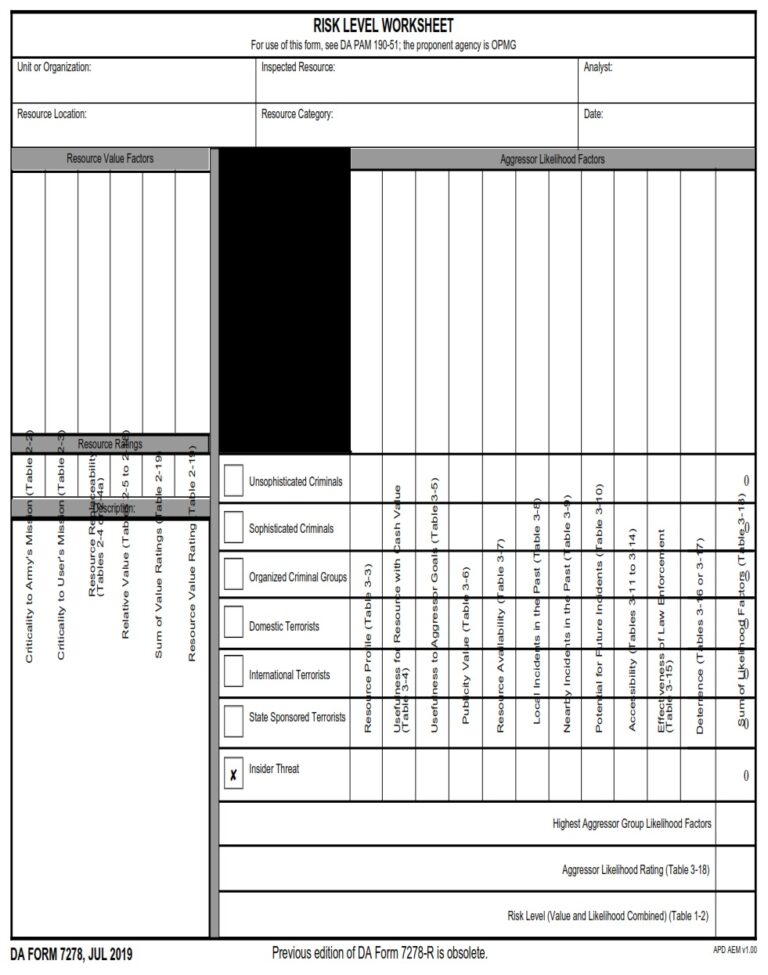 DA FORM 7278 Fillable - Army Pubs 7278 PDF | DA Forms 2025