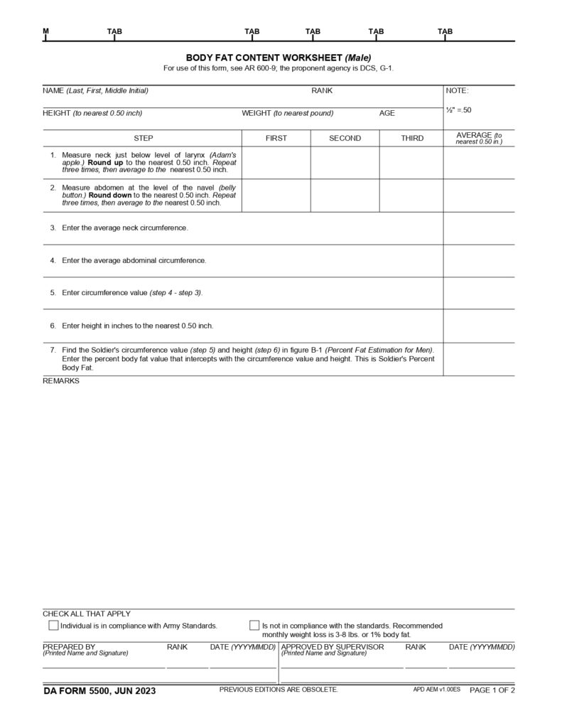 DA FORM 5500 Fillable - Army Pubs 5500 PDF | DA Forms 2025