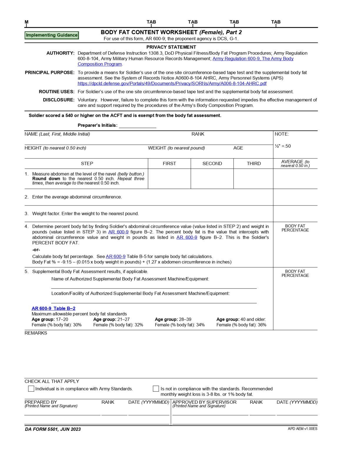 DA FORM 5501 Fillable - Army Pubs 5501 PDF | DA Forms 2026