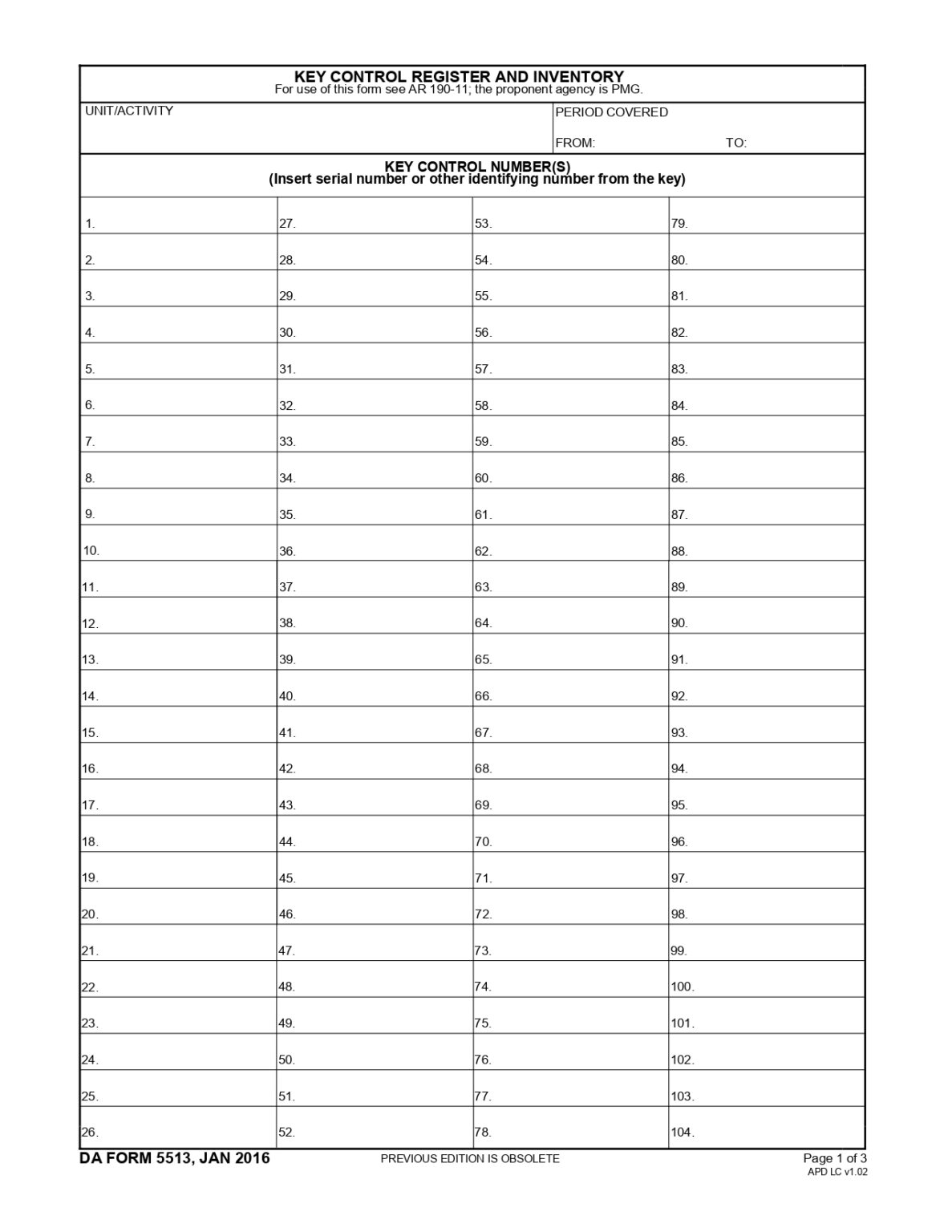 DA FORM 5513 Fillable - Army Pubs 5513 PDF | DA Forms 2025