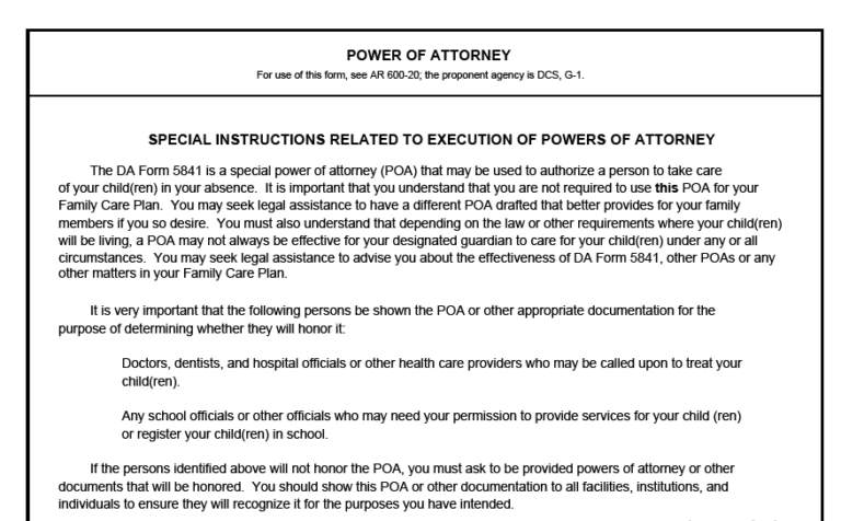 DA FORM 5841 Fillable - Army Pubs 5841 PDF | DA Forms 2025