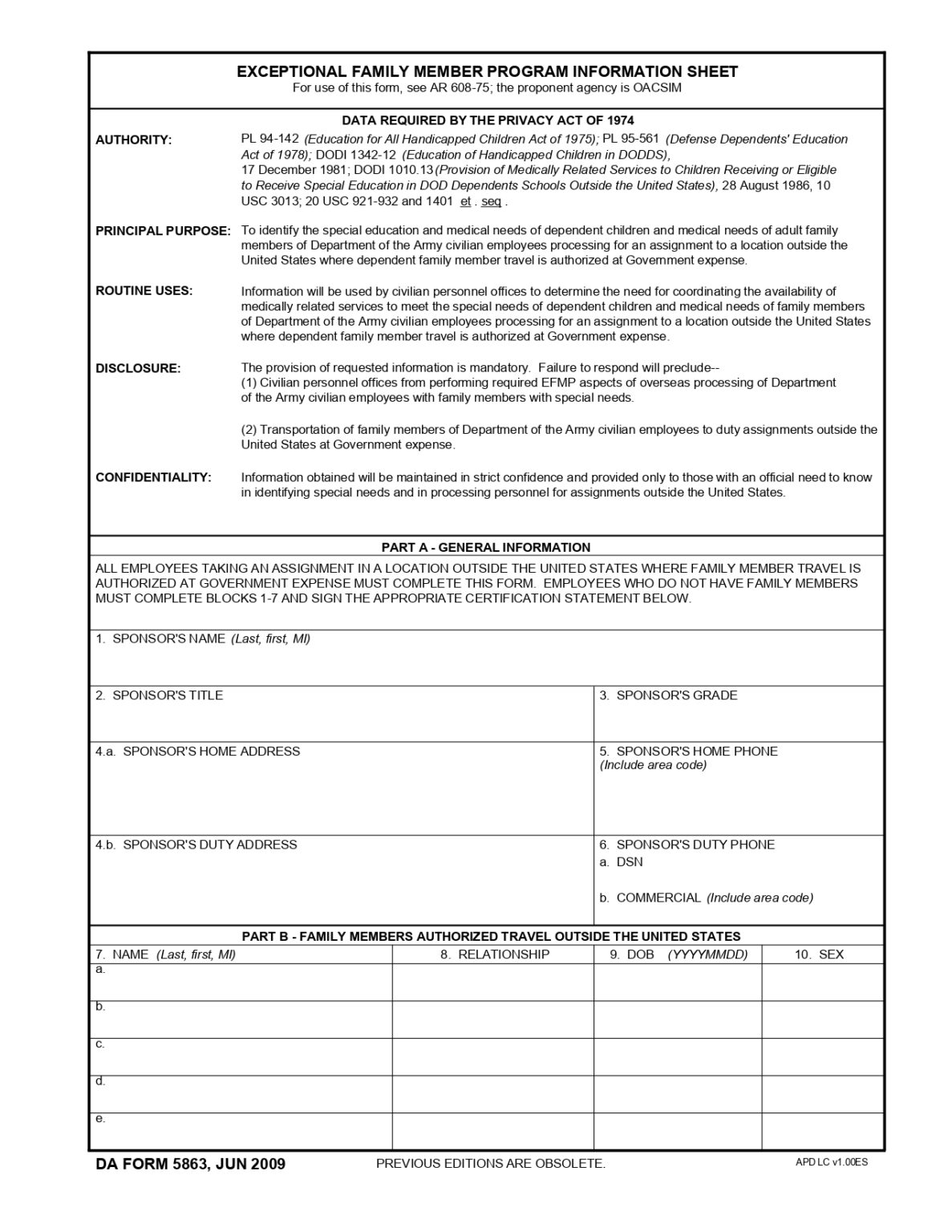 DA FORM 5863 Fillable - Army Pubs 5863 PDF | DA Forms 2026