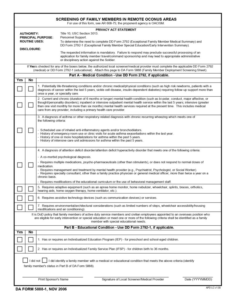 DA FORM 5888-1 Fillable - Army Pubs 5888-1 PDF | DA Forms 2026