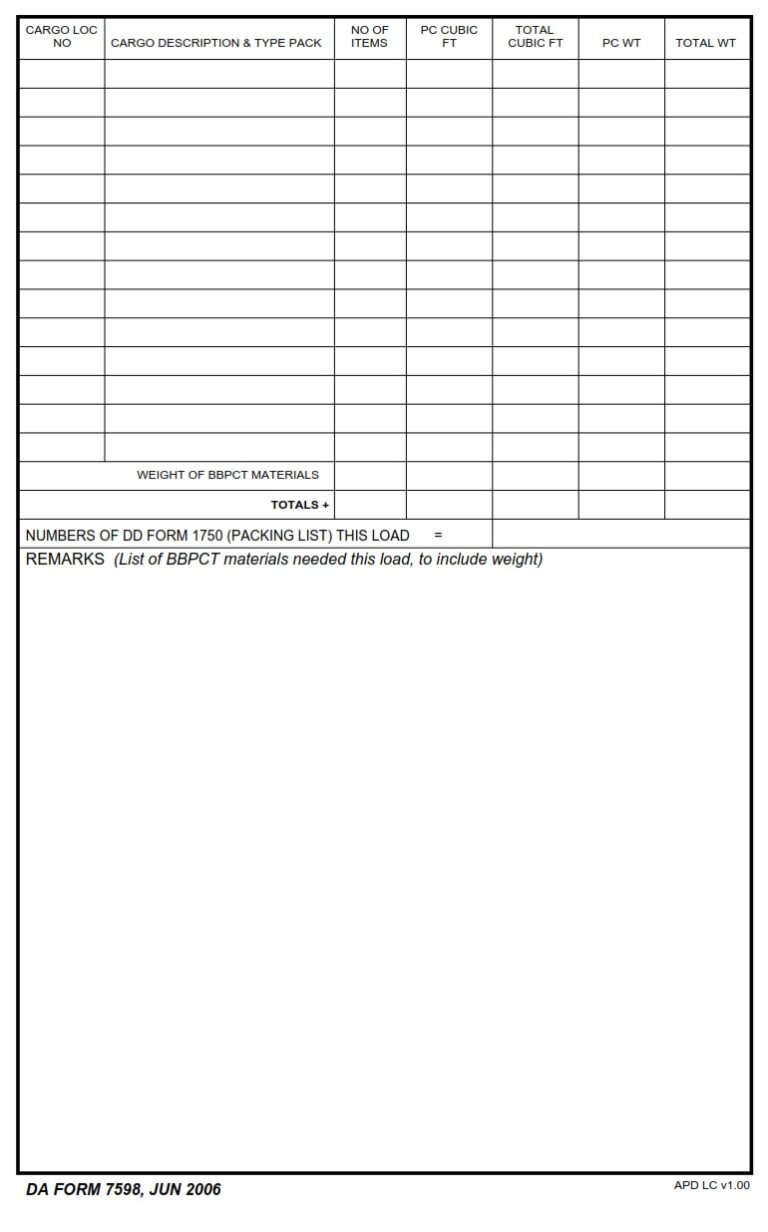DA FORM 7598 Fillable - Army Pubs 7598 PDF | DA Forms 2025