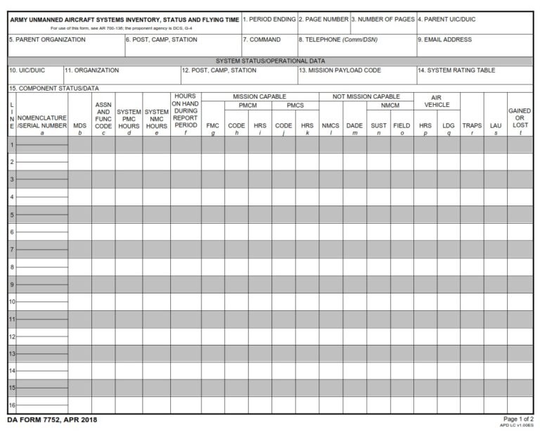 DA FORM 7752 Fillable - Army Pubs 7752 PDF | DA Forms 2026