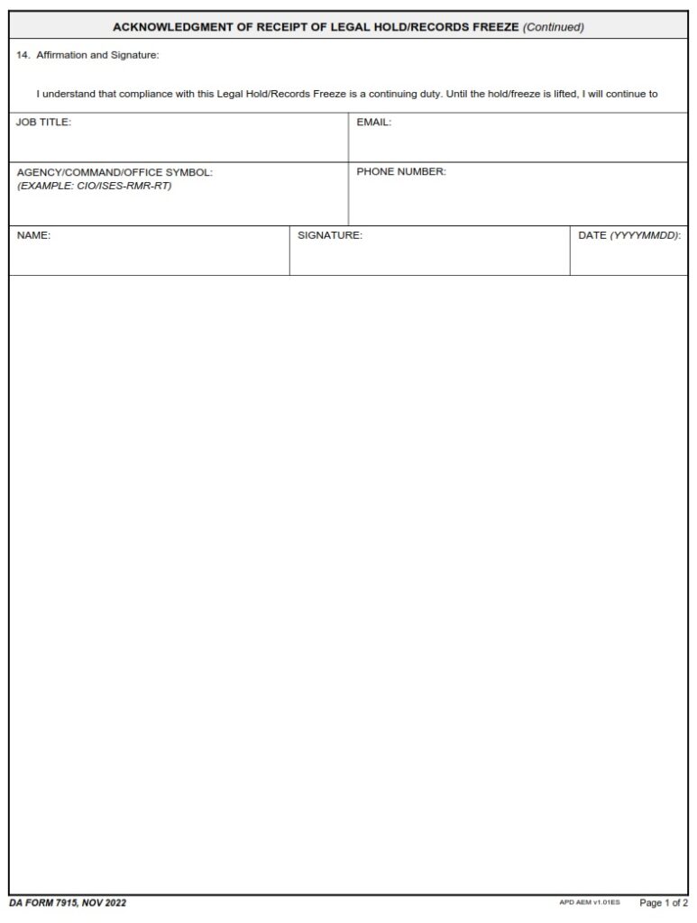 DA FORM 7915 Fillable - Army Pubs 7915 PDF | DA Forms 2026